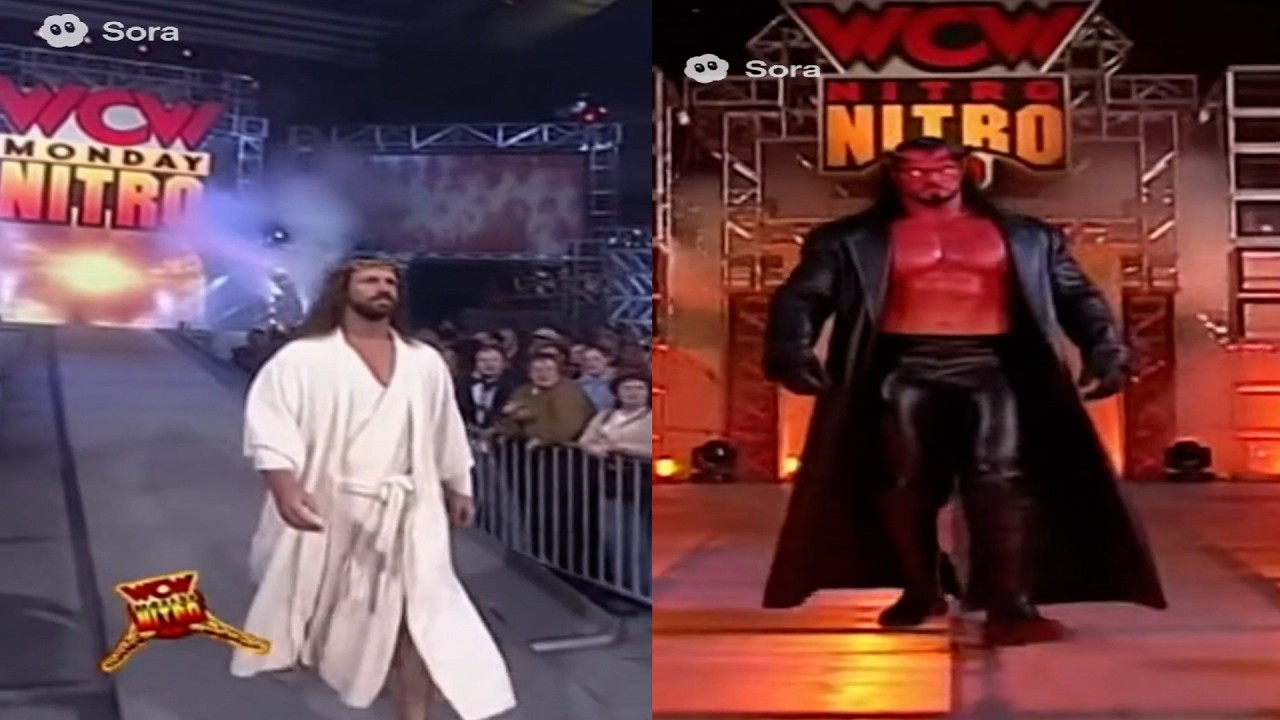 Sora AI:Jesus Vs Satan WCW Monday Nitro Wrestling Match (1998) - YouTube