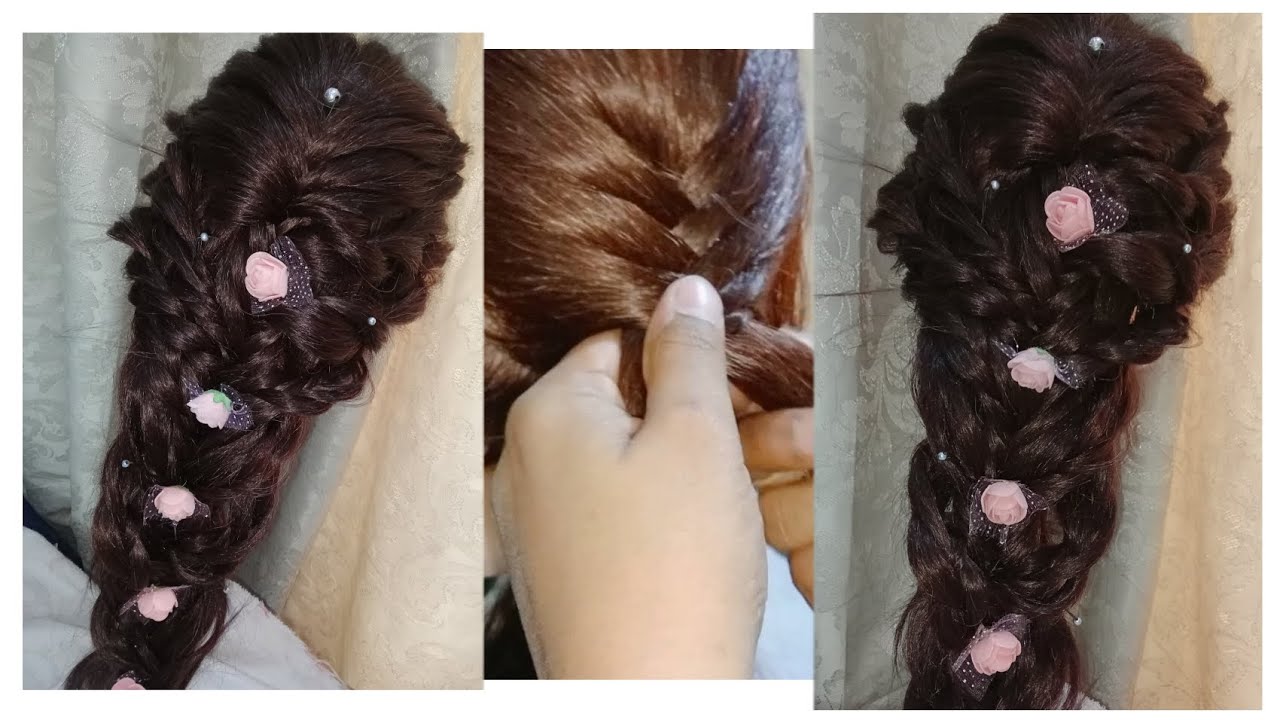 Breathtaking new Fishtail Braided Hairstyle for Bride || khajori chutia ...