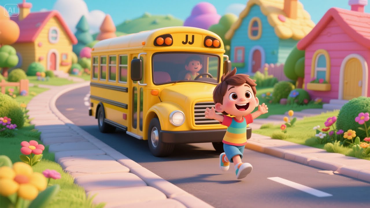 Wheels Go Round and Round – JJ’s School Bus Ride | Popular Nursery ...