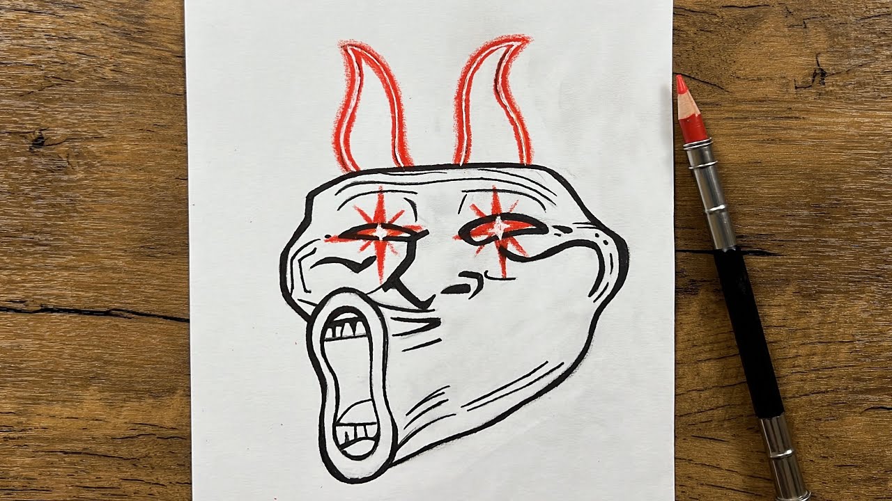 How to draw super mega troll face easy step-by-step - YouTube