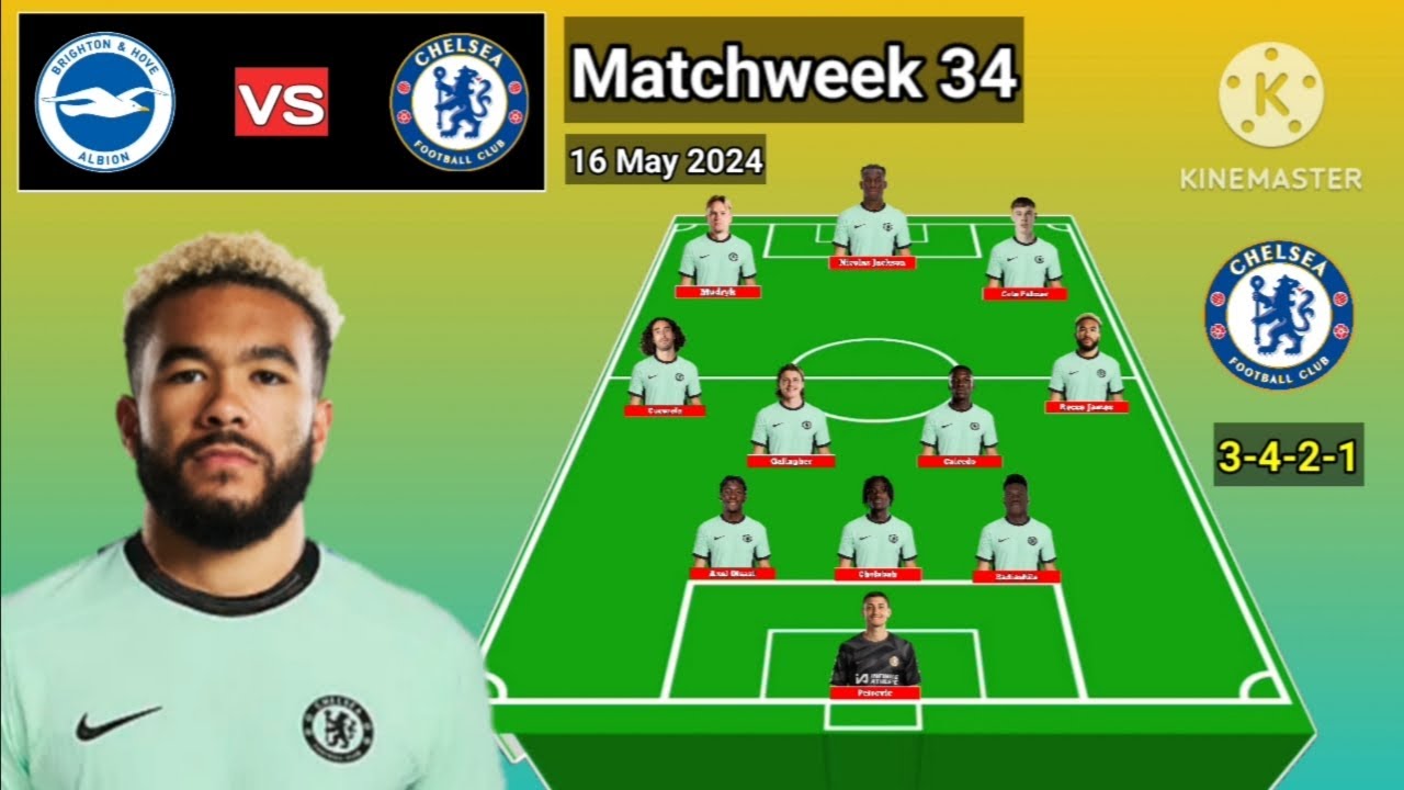 Brighton vs Chelsea Line Up 3-4-2-1 With Recce James Matchweek 34 EPL 2023/2024 ~ 16 May 2024 ...