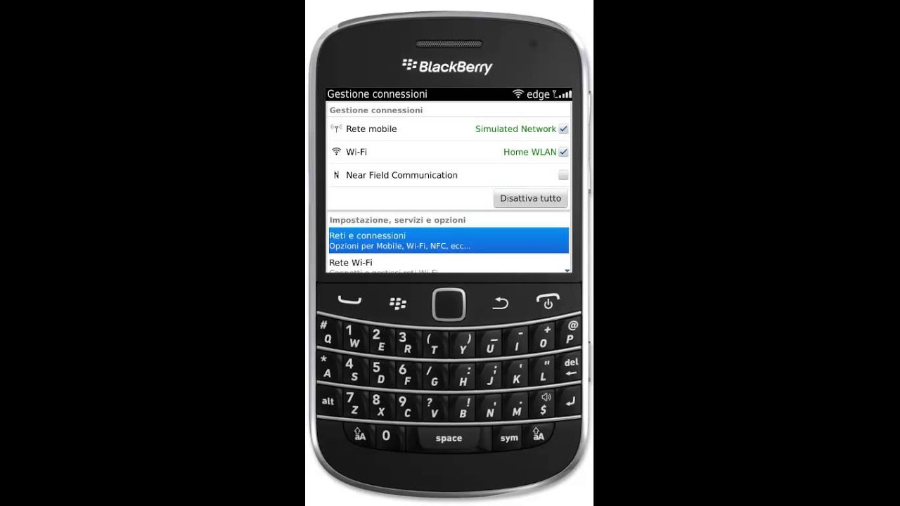 BlackBerry OS 7 - Attivare Rete mobile e Wifi - YouTube