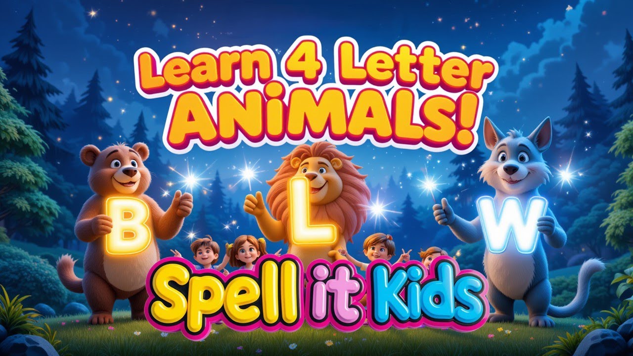 Spell It Kids: Fun with 4-Letter Animals | Learn to Spell with Songs ...