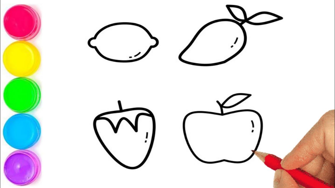 Fruit drawing || How to draw fruit easy drawing step by step || Fruits ...