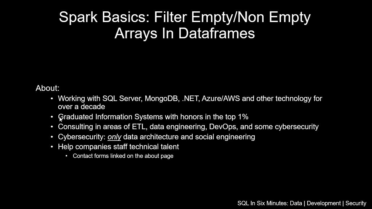 Spark Basics: Filter Empty/Non Empty Arrays In Dataframes - YouTube