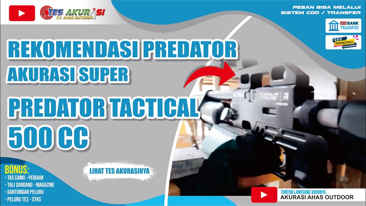 Tes akurasi senapan pcp Predator predator tactical 500cc Milik Pak ...
