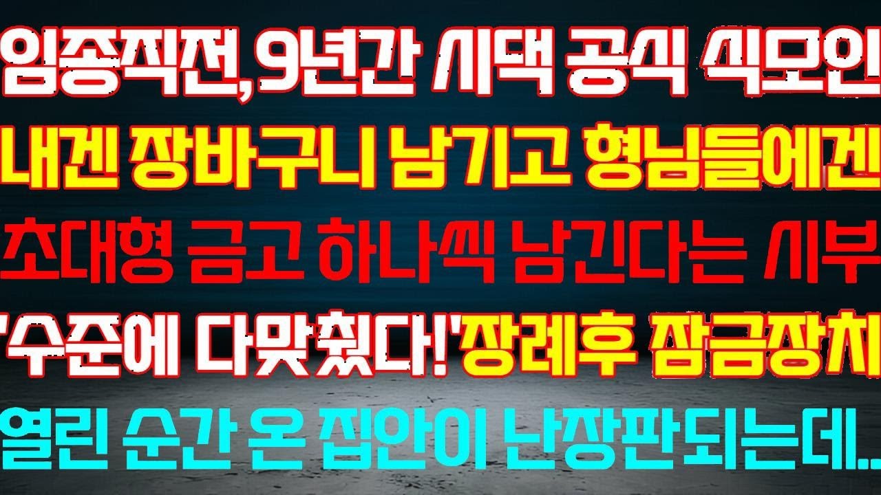 반전 이야기 아버지는 돌아가시기 9년간 나를 위해 모든 것을 헌신하시고 그 대신 나에게만 장바구니 하나를 남기셨습니다 그러나 형제들에게는 각각 금고를 유언으로