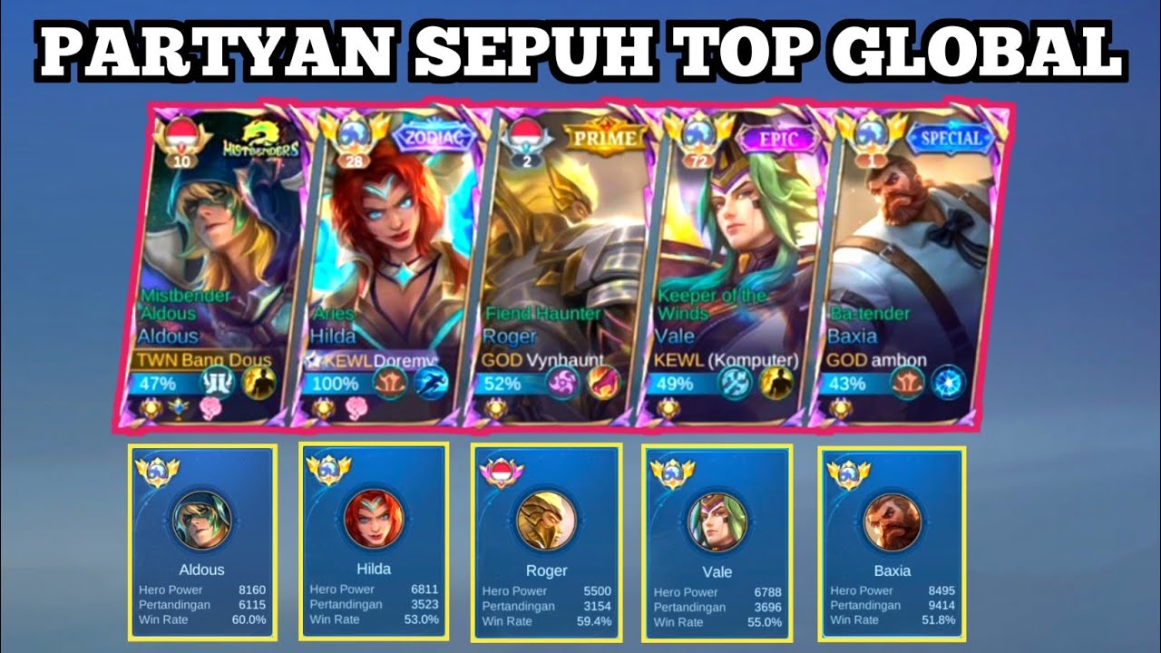 PARTY PUSH MMR BERSAMA SEPUH TOP GLOBAL HERO! - mobile legends - YouTube
