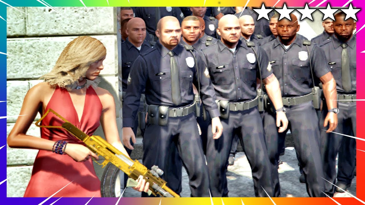 GTA 5 FIVE STAR COP BATTLE at Los Santos + Police Chase Escape (GTA V ...