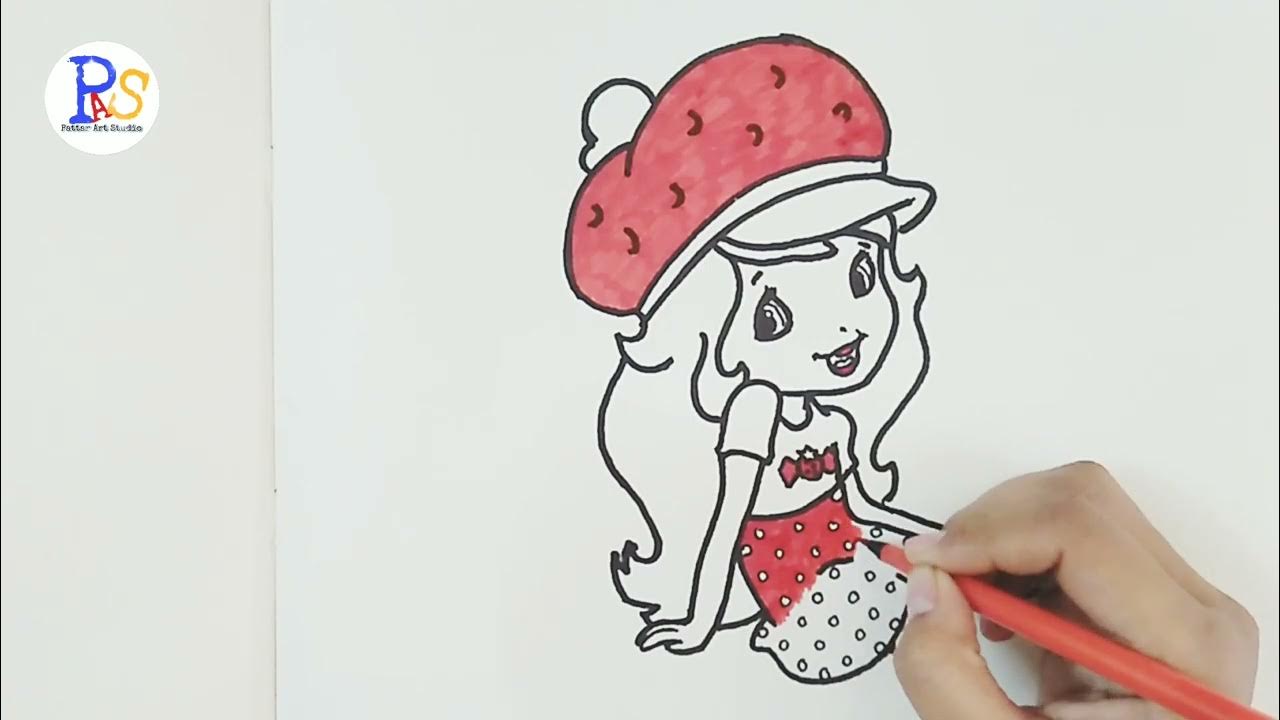 How to Draw Strawberry Shortcake step by step. Kids Videos - YouTube