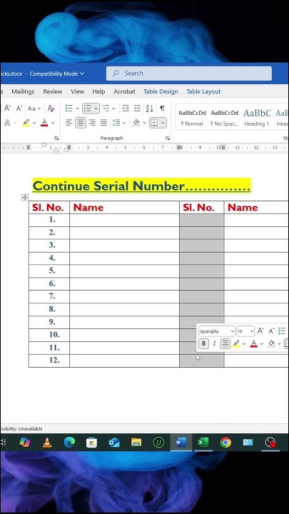 Auto-Continue Serial Numbers Across Multiple Columns in Word Tables – Here’s How! #SerialNumbers ...