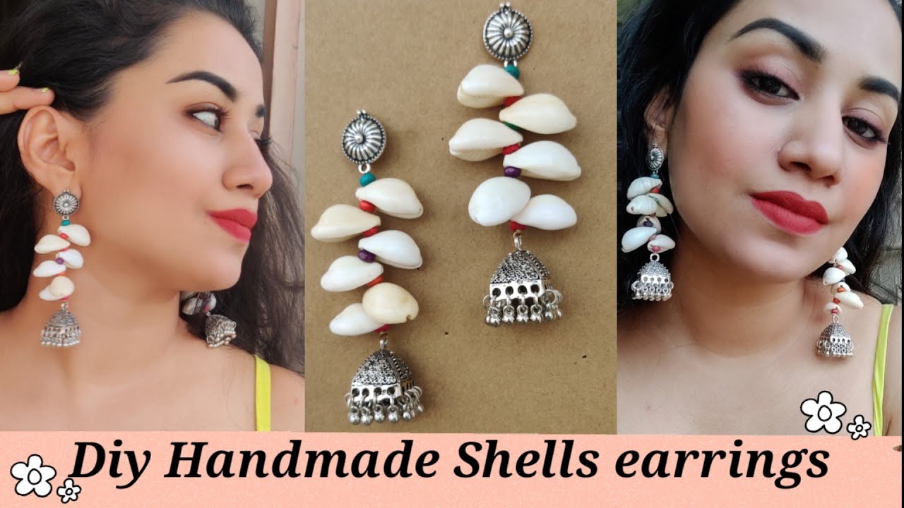Diy Handmade Earrings // How To Make Earrings At Home // Shell Jhumka ...