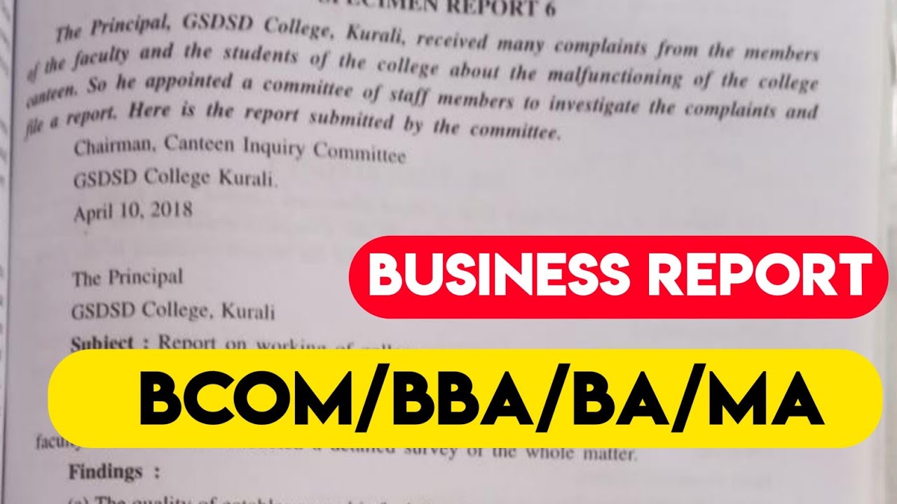 Business Report | Example of Business Report Bcom 2nd Semester ...
