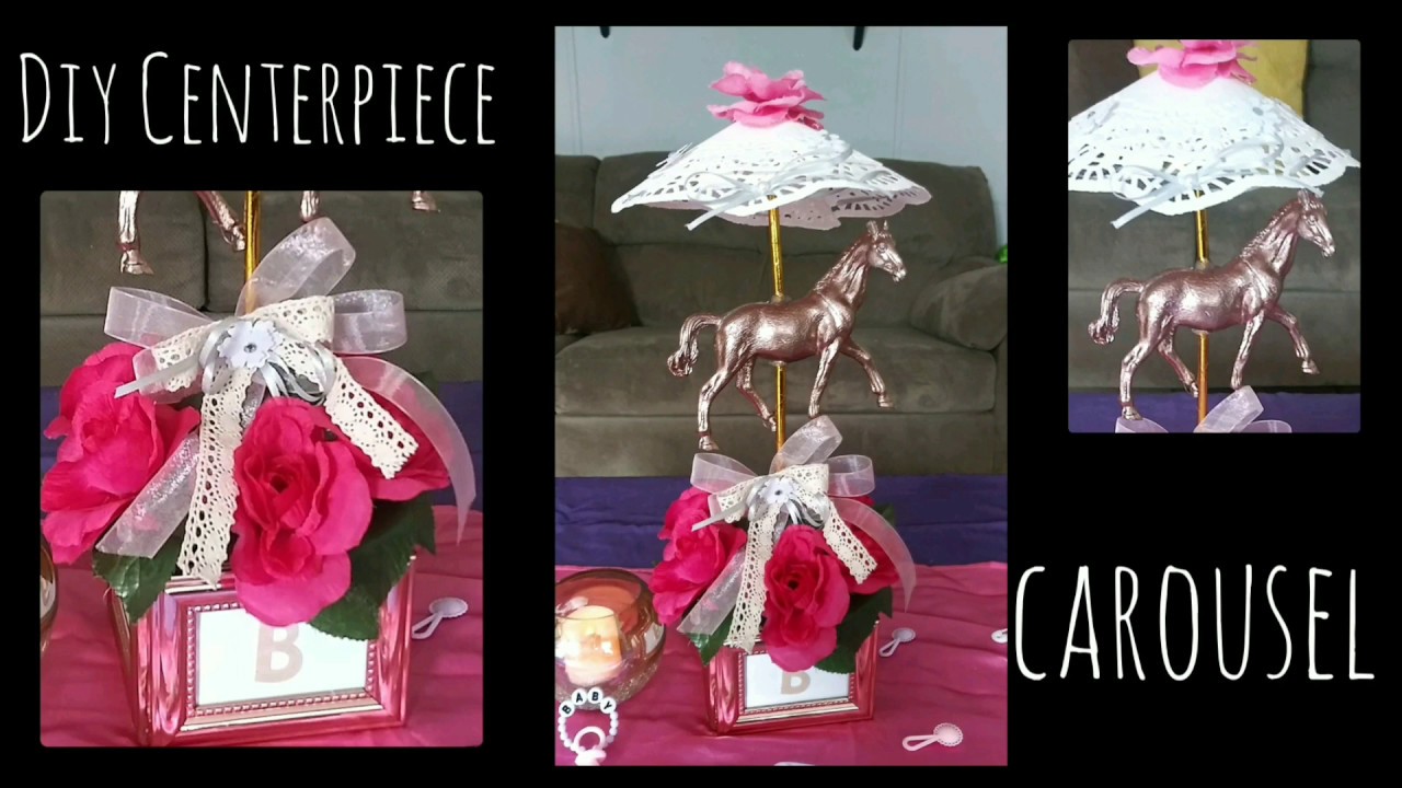 DIY baby shower centerpiece 🏡 dollar tree carousel centerpiece⚫ diy ...