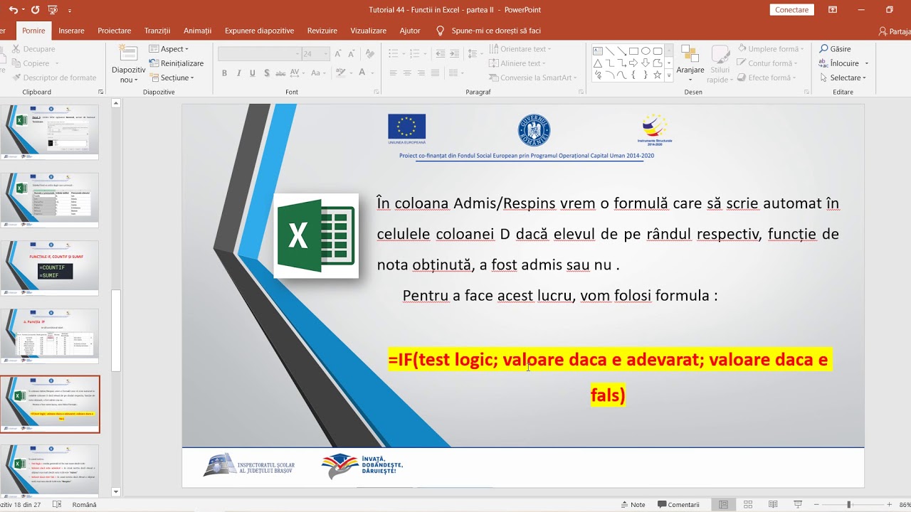Functii in Microsoft Excel - partea a II-a - YouTube