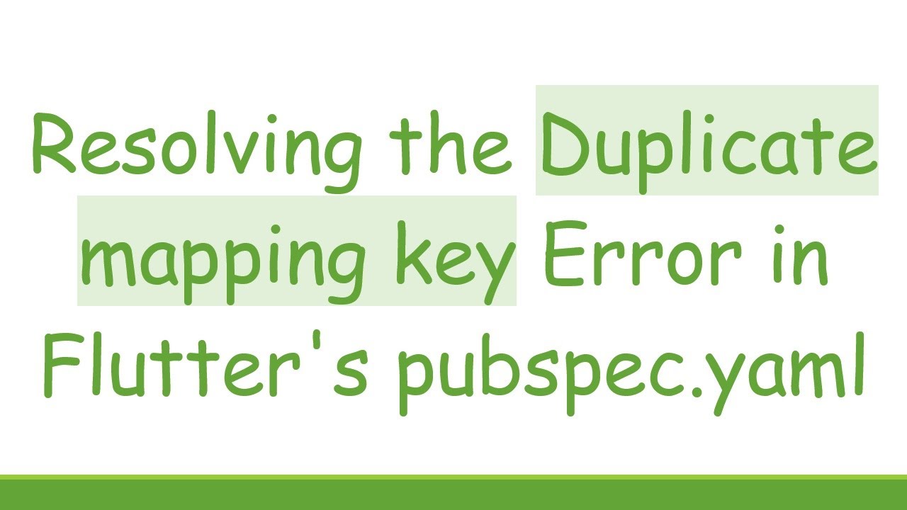 Resolving the Duplicate mapping key Error in Flutter's pubspec.yaml - YouTube