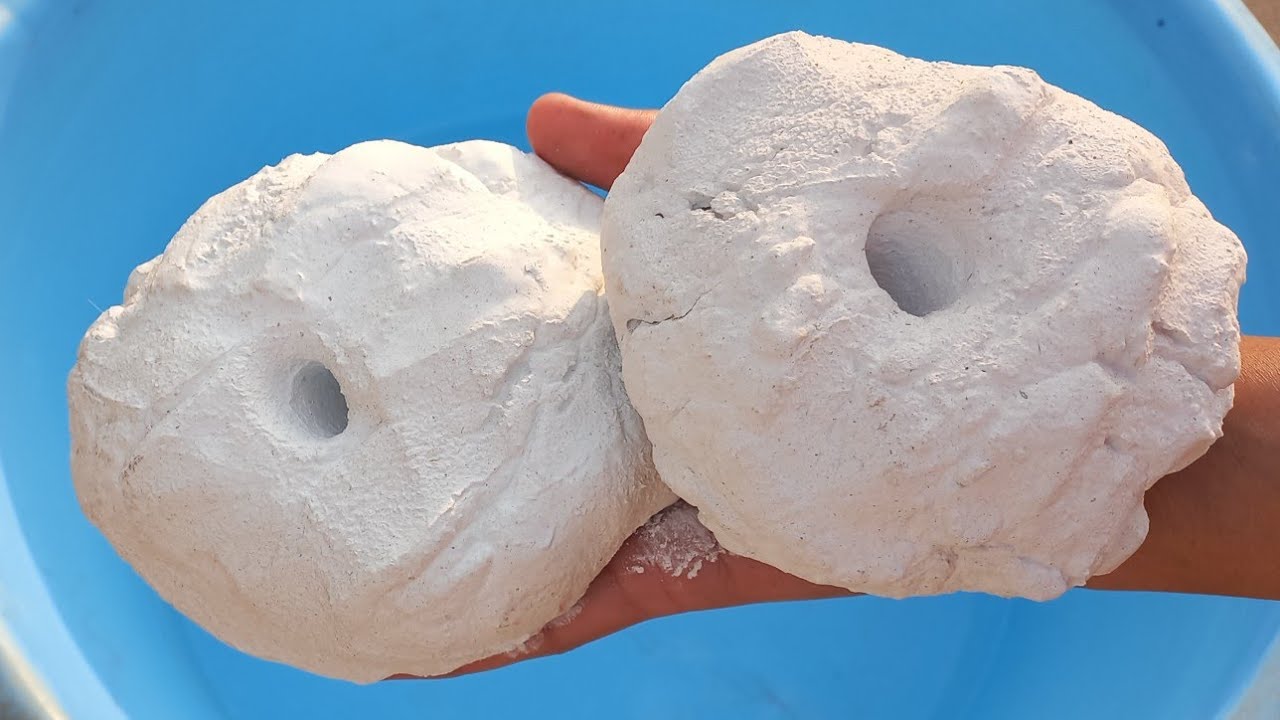 New Video🫡🙈 || White Mud Handmade Stones crumbling and dipping with dry ...