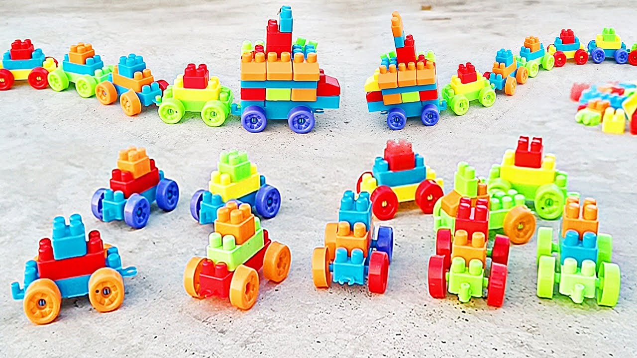 Plastic train blocks for kids. - YouTube