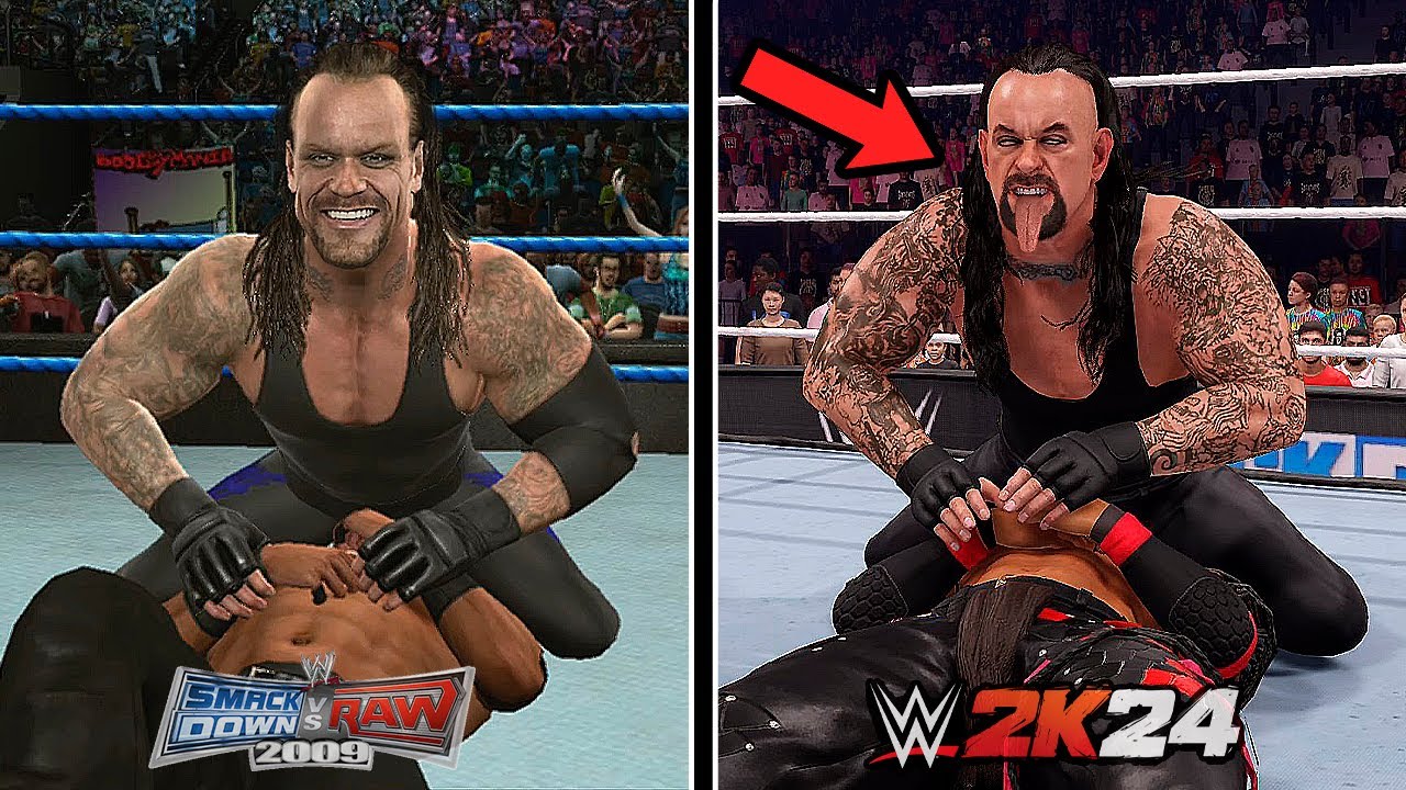 WWE Smackdown vs Raw 2009 Vs. WWE 2K24 (Epic Finishers Comparison ...