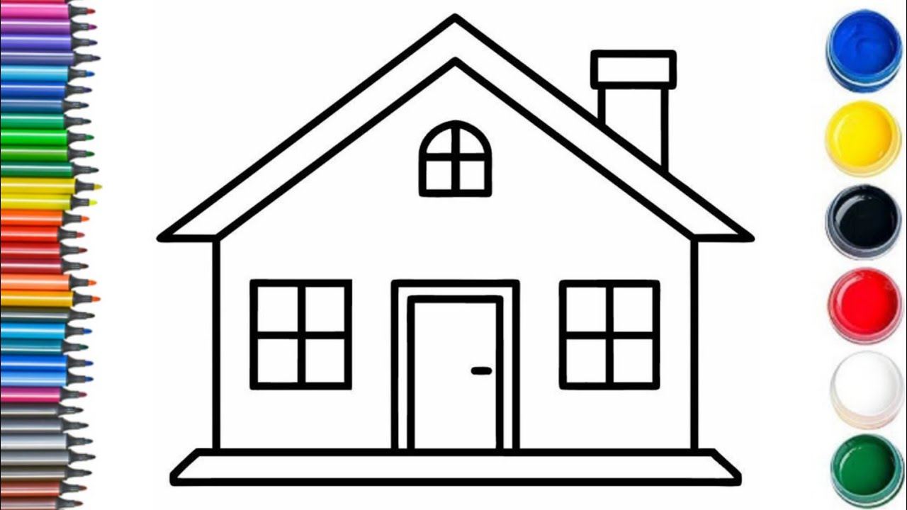 Simple House Drawing Step By Step For Kids | House Drawing Easy For ...