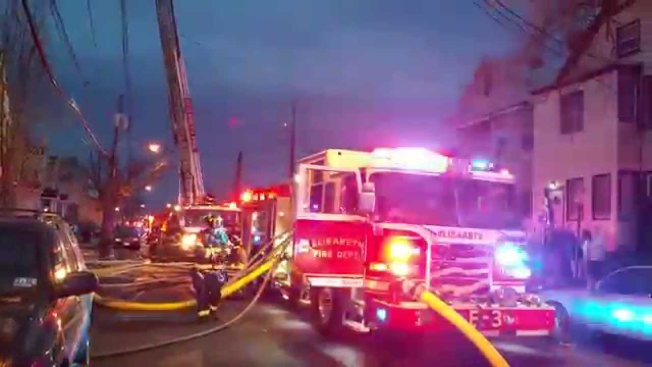 ELIZABETH, NJ UNITS AT THE 3RD ALARM BUILDING FIRE 4-2-15 - YouTube