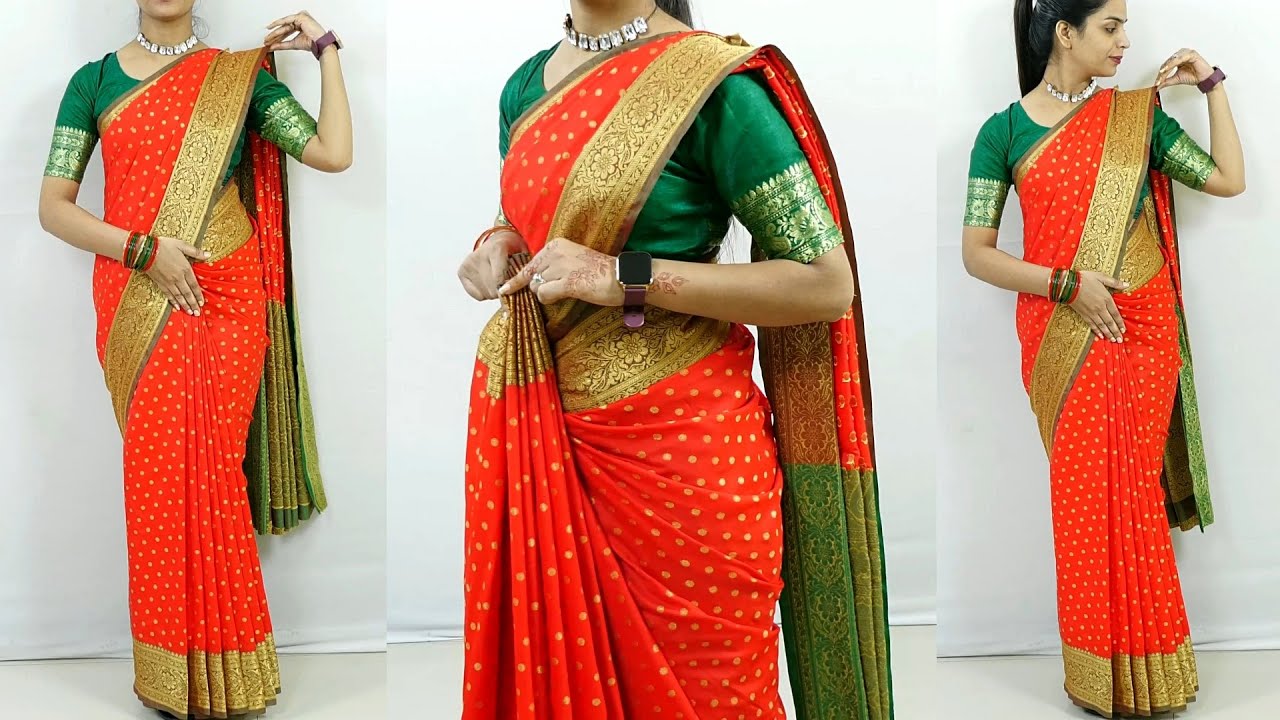 wear a saree with perfect plates | easy trick for saree draping | saree ...