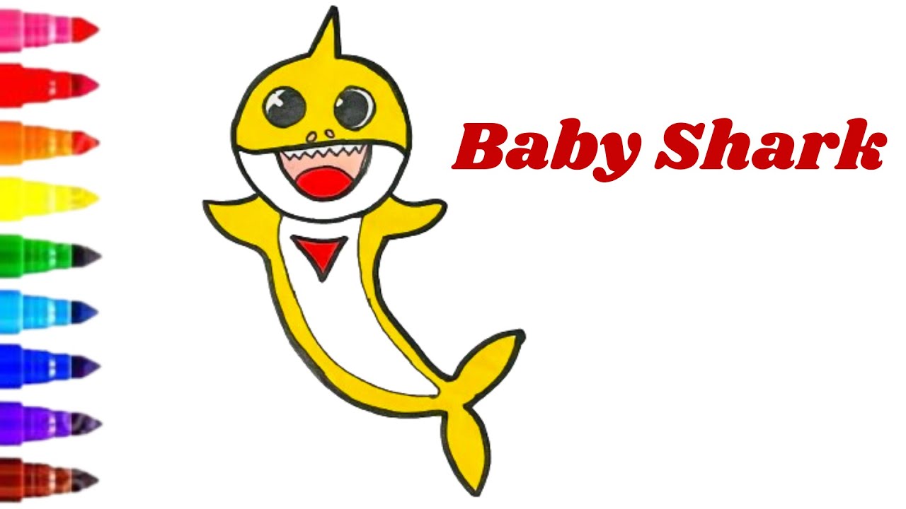 Baby Shark Drawing / Easy Shark drawing for kids and toddlers / Step by ...
