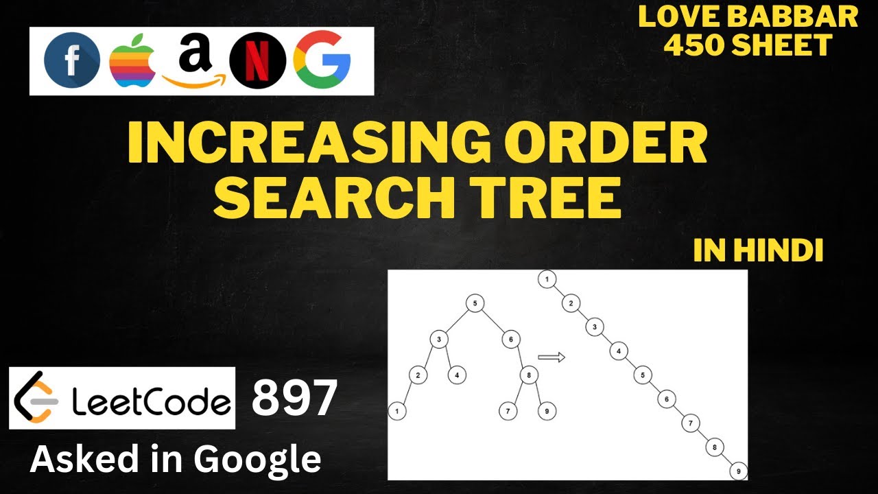 Increasing Order Search Tree Leetcode 897 Bst Youtube