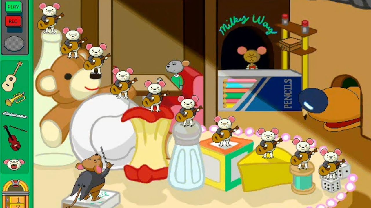 Jumpstart First Grade (1995) Hole In The Wall Club Singing Mice Game ...