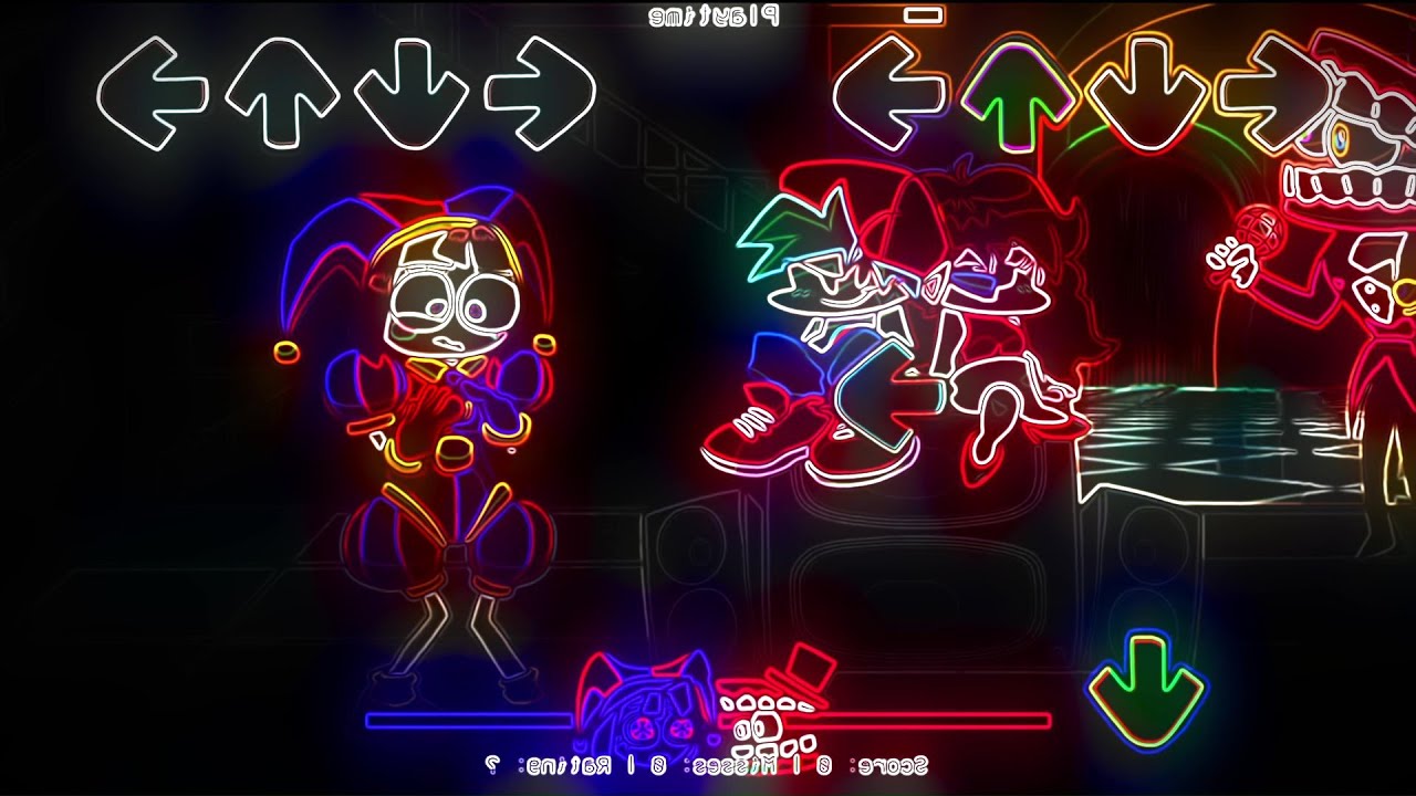 FNF Neon Friday Night Funkin' - Caine vs Pomni - The Amazing Digital ...