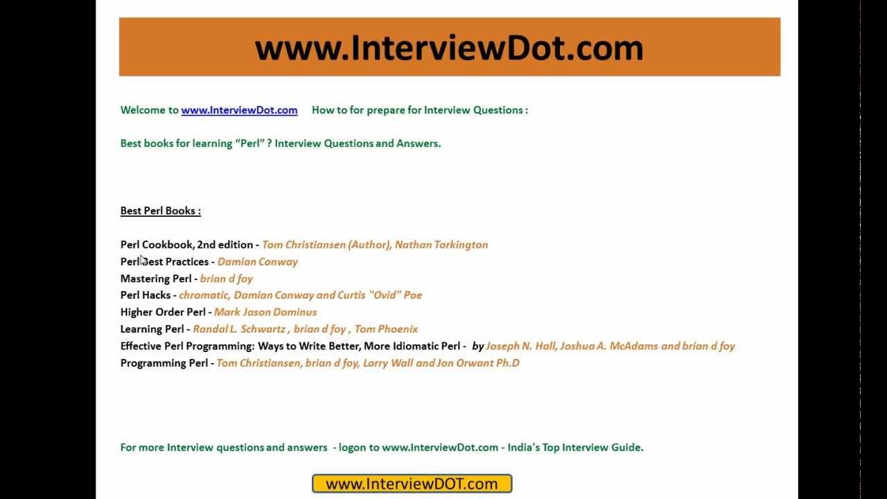 best books for learning perl interview question and answer - YouTube
