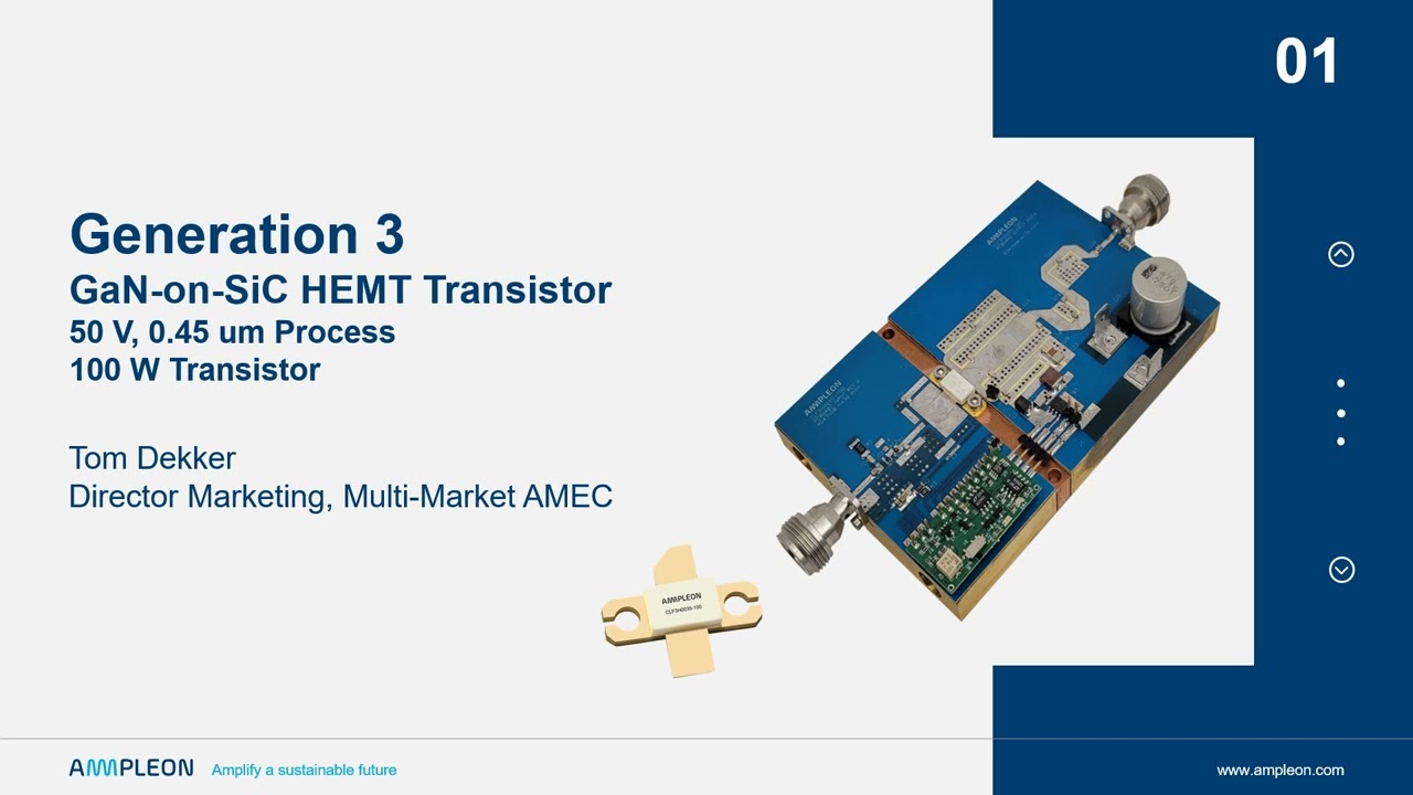 GaN on SiC HEMT Transistor 50 V, 0 45 um Process 100 W Transistor - YouTube