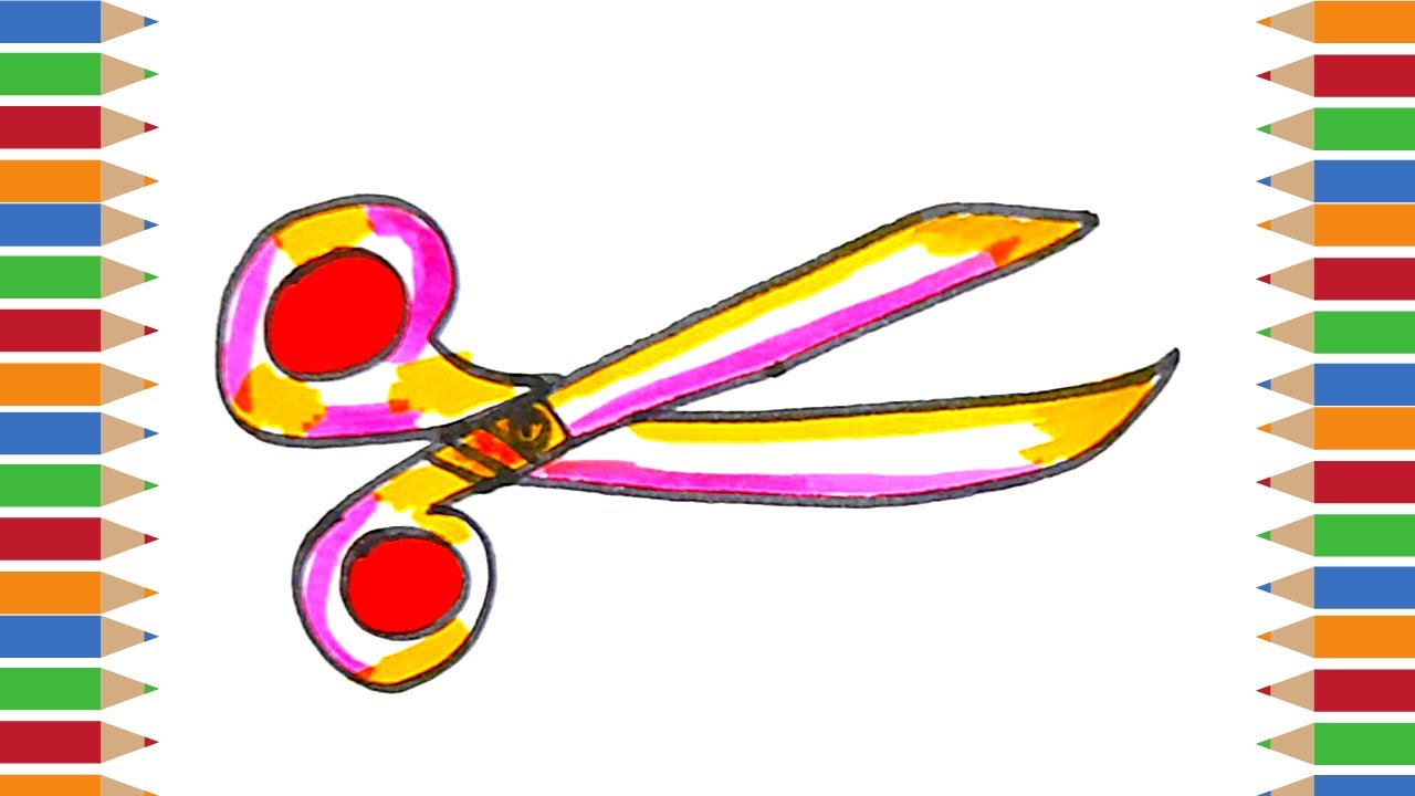 How to draw Scissor easy for kids || Easy Drawing & Coloring for Kids ...