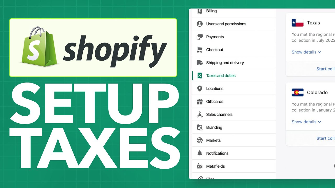 How To Setup Sales Tax In Your Shopify Store (Shopify Tax Setup) - YouTube
