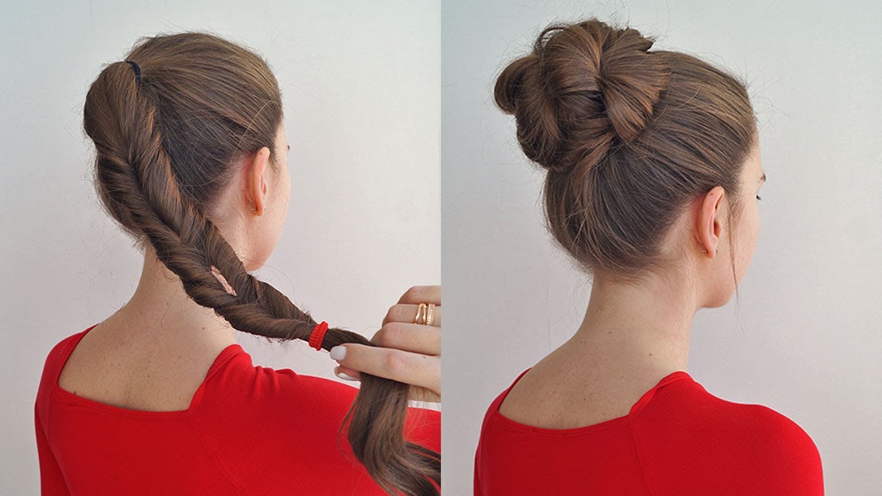 HOW TO:VOLUMINOUS BUN TUTORIAL. MEDIUM-LONG HAIR - YouTube