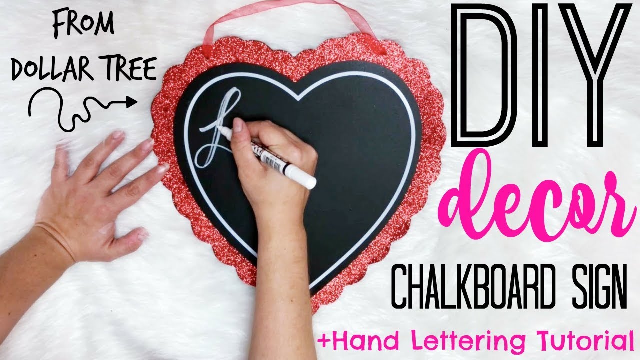 DOLLAR TREE CHALKBOARD SIGN DIY DECOR + MODERN CALLIGRAPHY TUTORIAL ...