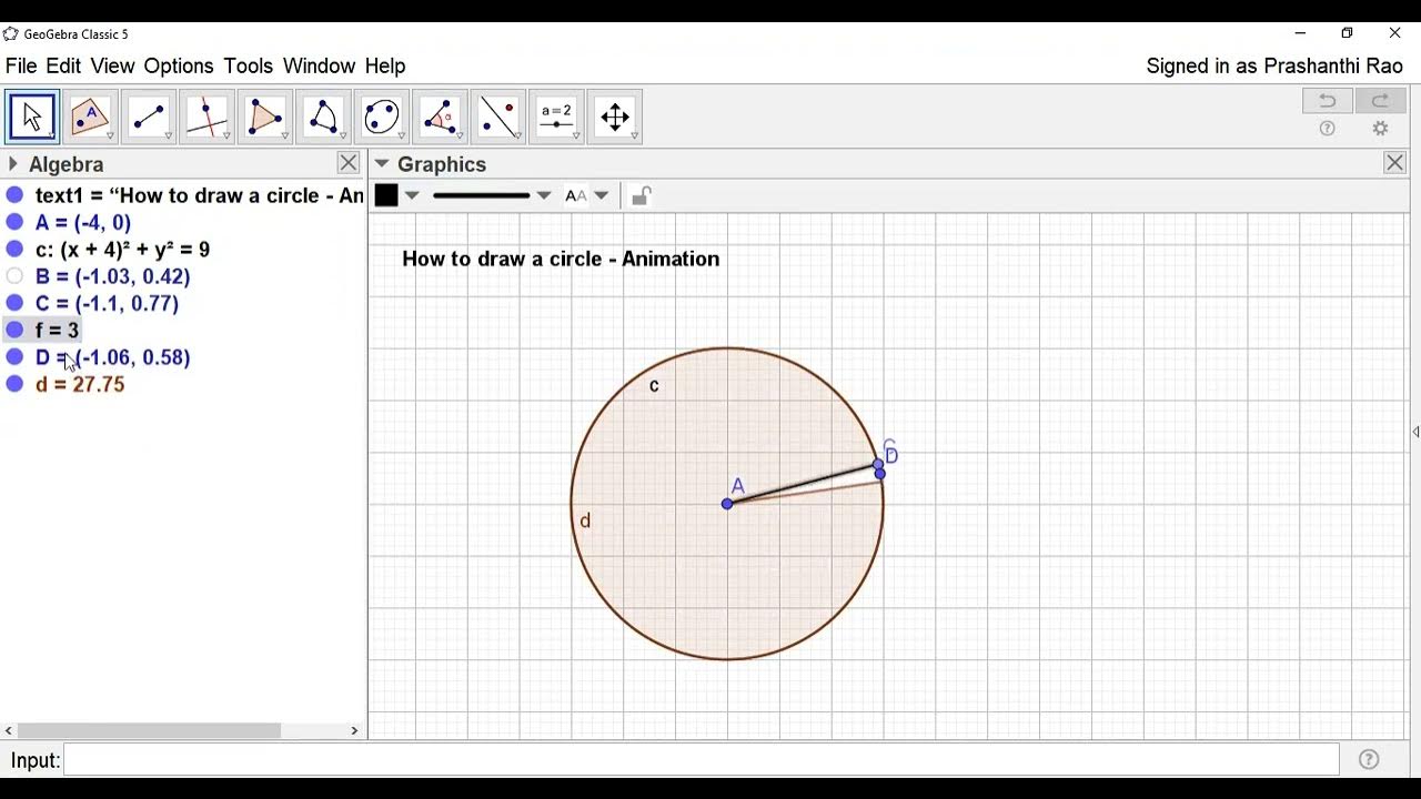 Class-122: How to draw a circle and define a circle using Geogebra ...