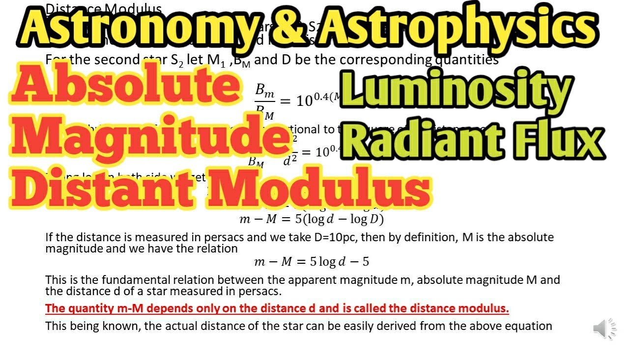 Absolute magnitude, Distance Modulus, Luminosity & Radiant flux ...