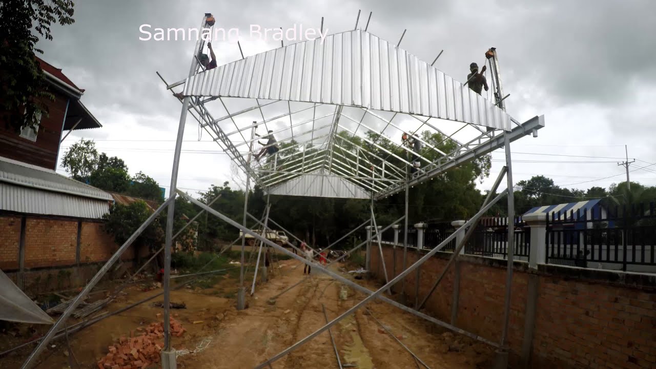 Build a House in Cambodia, របៀបសាងសង់ផ្ទះបែបទំនើបដោយប្រើដែក - YouTube