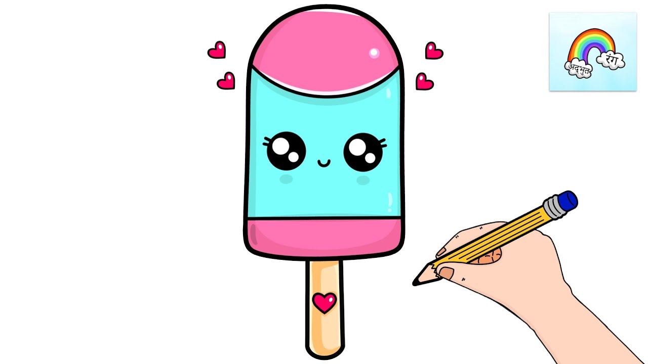 How To Draw a Cute Popsicle Easy | Draw a Cute Popsicle Ice cream ...