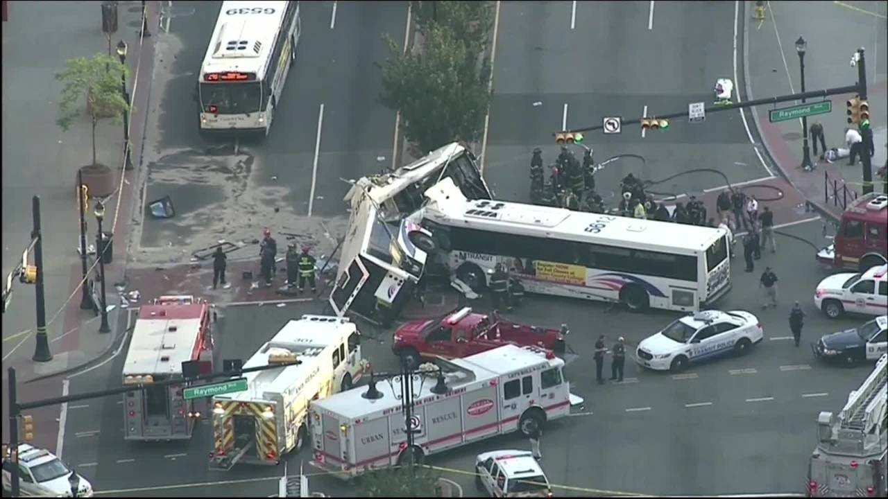 Aerial of NJ bus crash - YouTube
