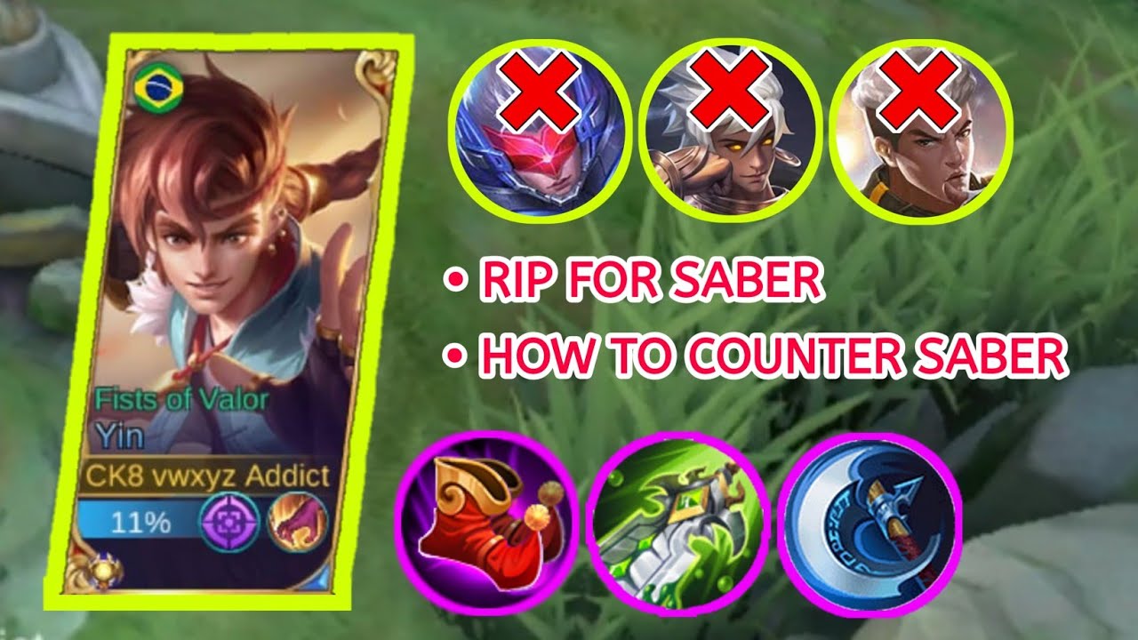 This Is How To Play Counter Saber Jungler|Best Build Yin 2022|MLBB ...