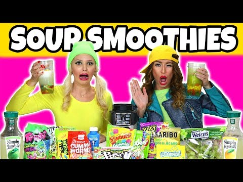 EPIC SOUR SMOOTHIE CHALLENGE. WITH REAL FOOD VS SOUR CANDY MYSTERY INGREDIENTS. (Totally TV)