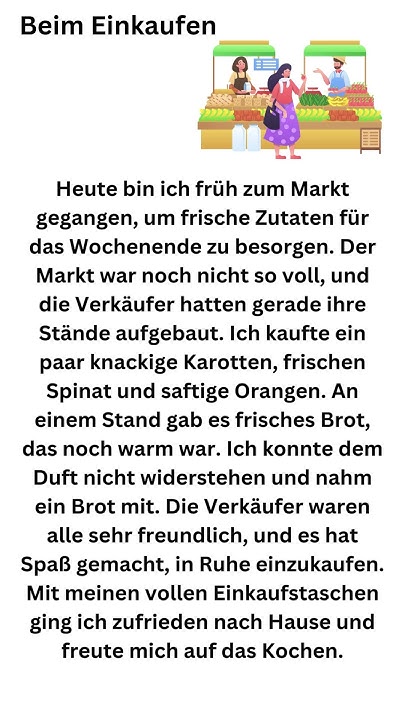 Beim Einkaufen Deutsch sprechen und hören a2 b1 Deutsch lernen German ...