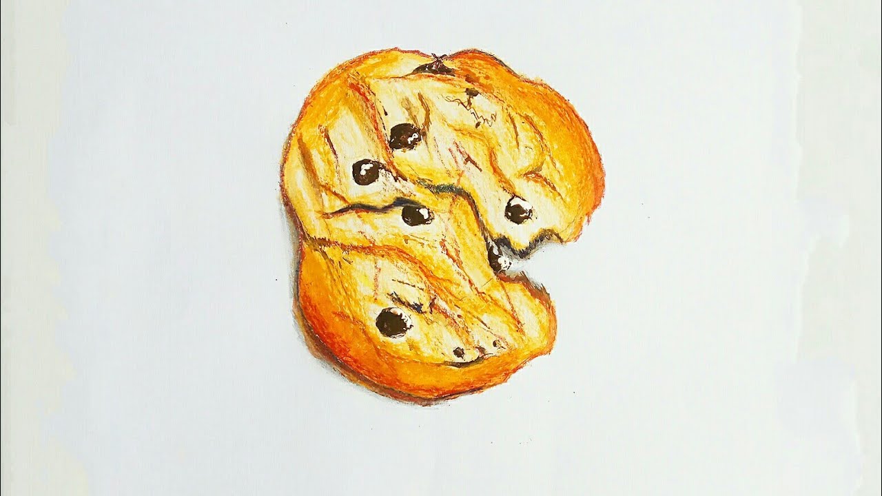 Realistic Choco Chips Cookie Drawing (Without Acrylic Paint). Realistic ...