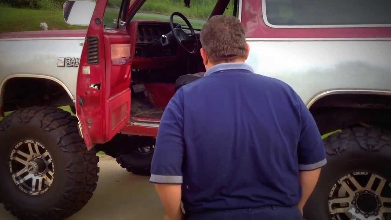 Fat Man getting in a Tall Truck - YouTube