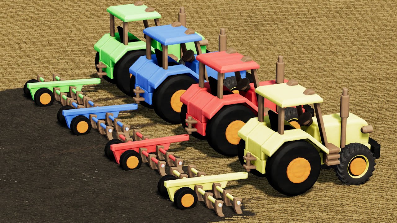 TOY OF COLORS ! CULTIVATING ! TOY CULTIVATORS w/ TOY TRACTORS ! Farming ...