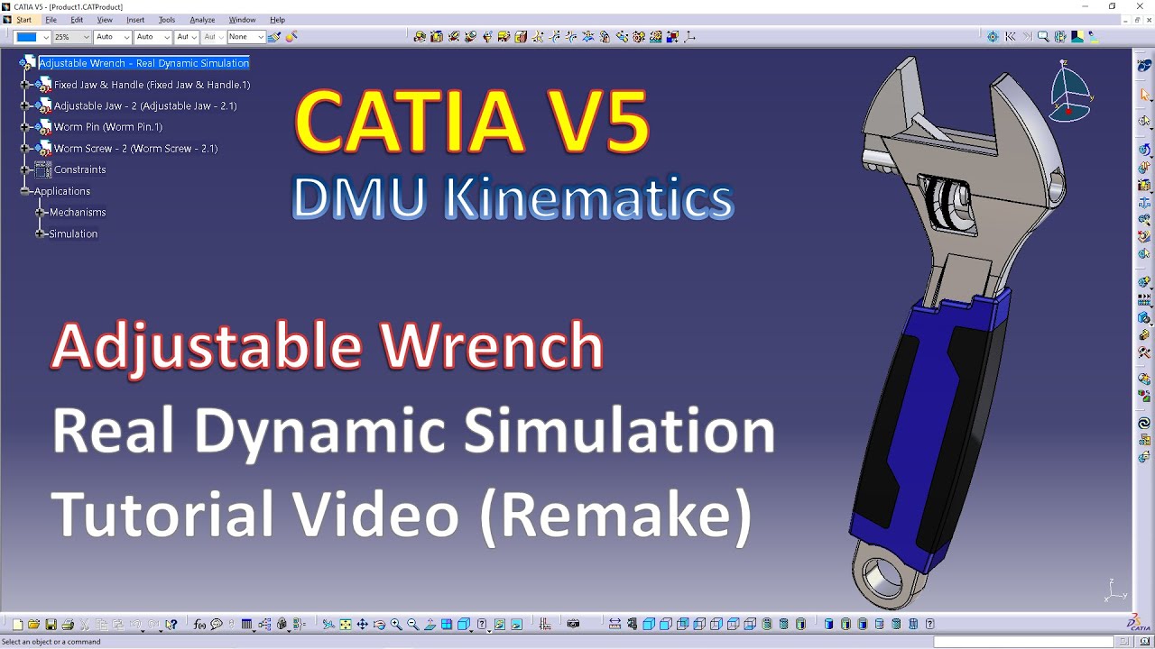 Catia V5 - ADJUSTABLE WRENCH | REAL DYNAMIC KINEMATIC SIMULATION ...