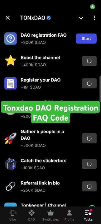 Tonxdao DAO Registration FAQ Code | Tonxdao FAQ code - YouTube