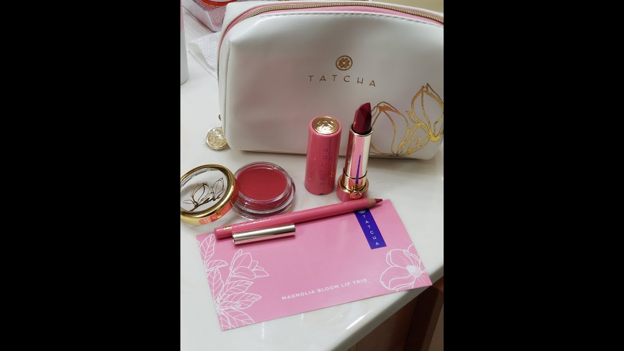 Tatcha Magnolia bloom lip trio & three silk lipsticks Kyoto, Sunrise ...
